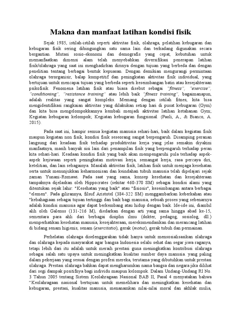 Makna Dan Manfaat Latihan Kondisi Fisik | PDF | Pengembangan Diri