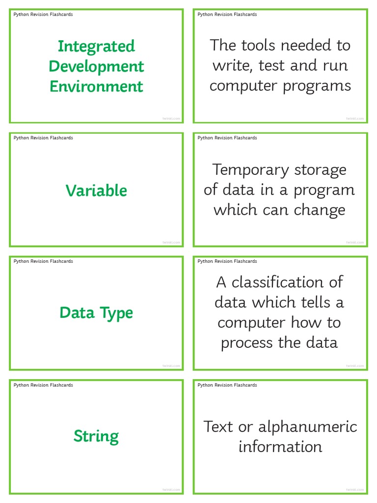 Python Revision Flashcards | Download Free PDF | Python (Programming Language) | Data Type
