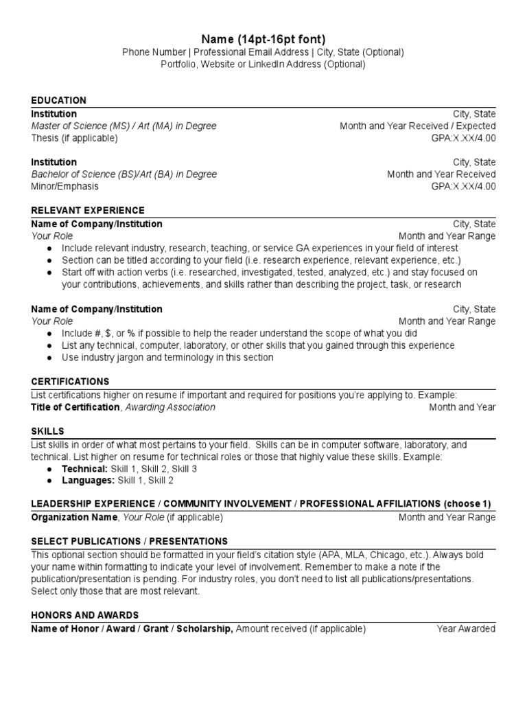 Grad Student Resume Doc X | PDF | Bachelor's Degree | Academic Degree