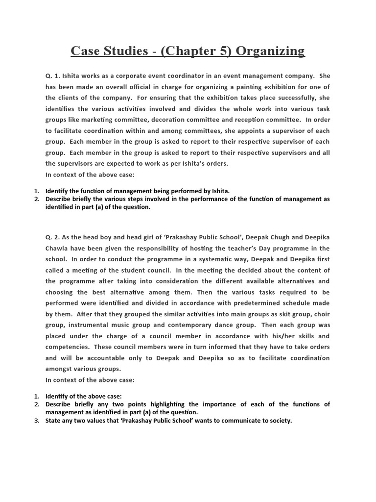 Chapter 5 - Assignment Case Studies | PDF | Employment | Organizational Structure