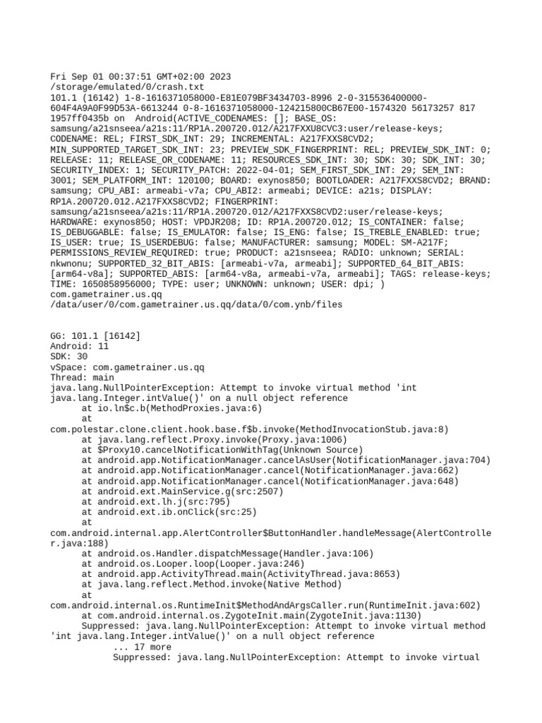 Crash | PDF | Java (Programming Language) | Android (Operating System)