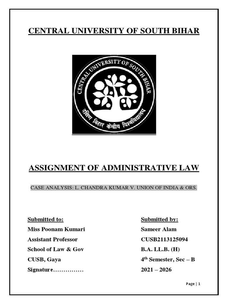 Case Analysis: L. Chandra v. Union of India | PDF | Supreme Court Of ...