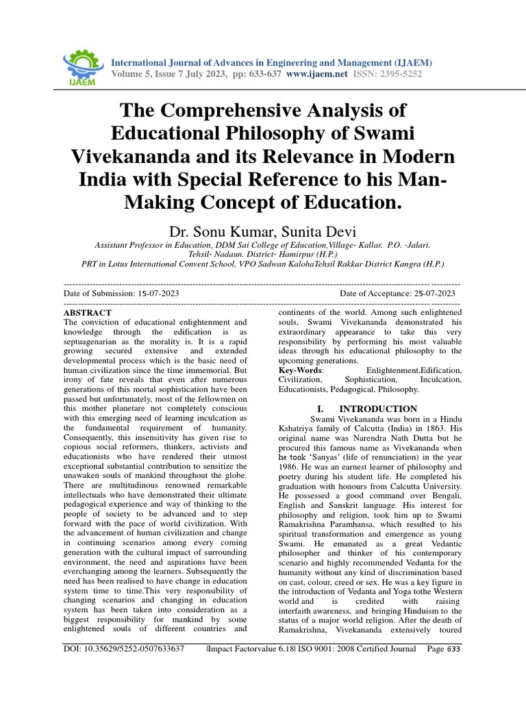 The Comprehensive Analysis of Educational Philosophy of Swami ... The Comprehensive Analysis of Educational Philosophy of Swami ...