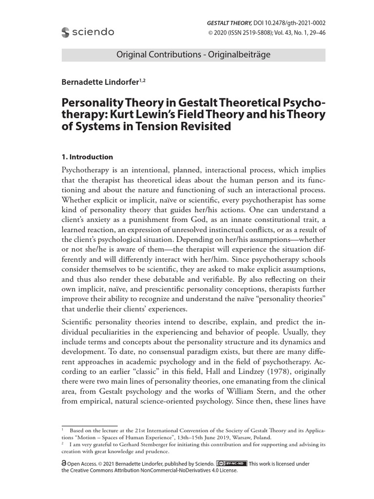 Personality Theory in Gestalt Theoretica | PDF