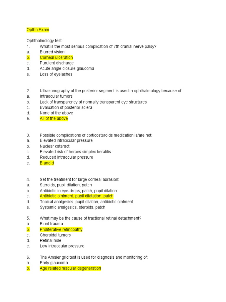 Optho Exam 1 | PDF | Glaucoma | Vision