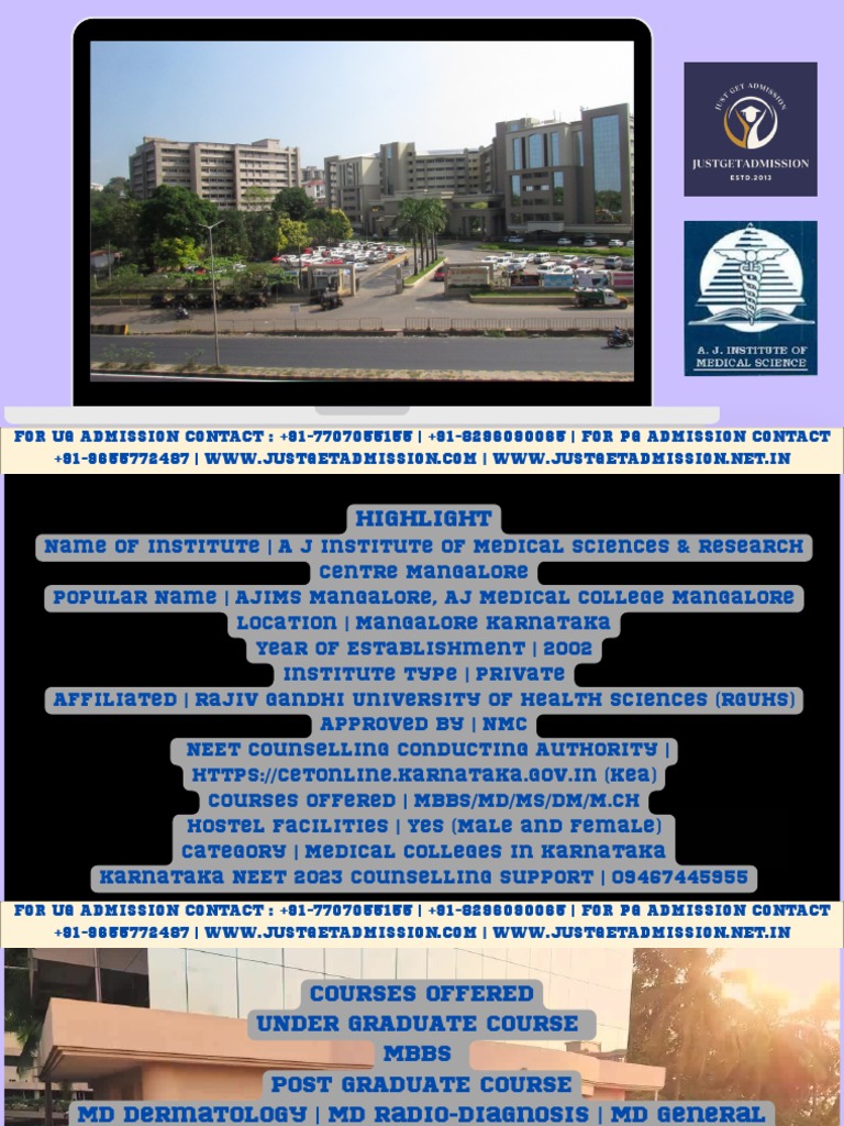 AJ Institute of Medical Sciences Mangalore: Admissions 2023, Courses ...