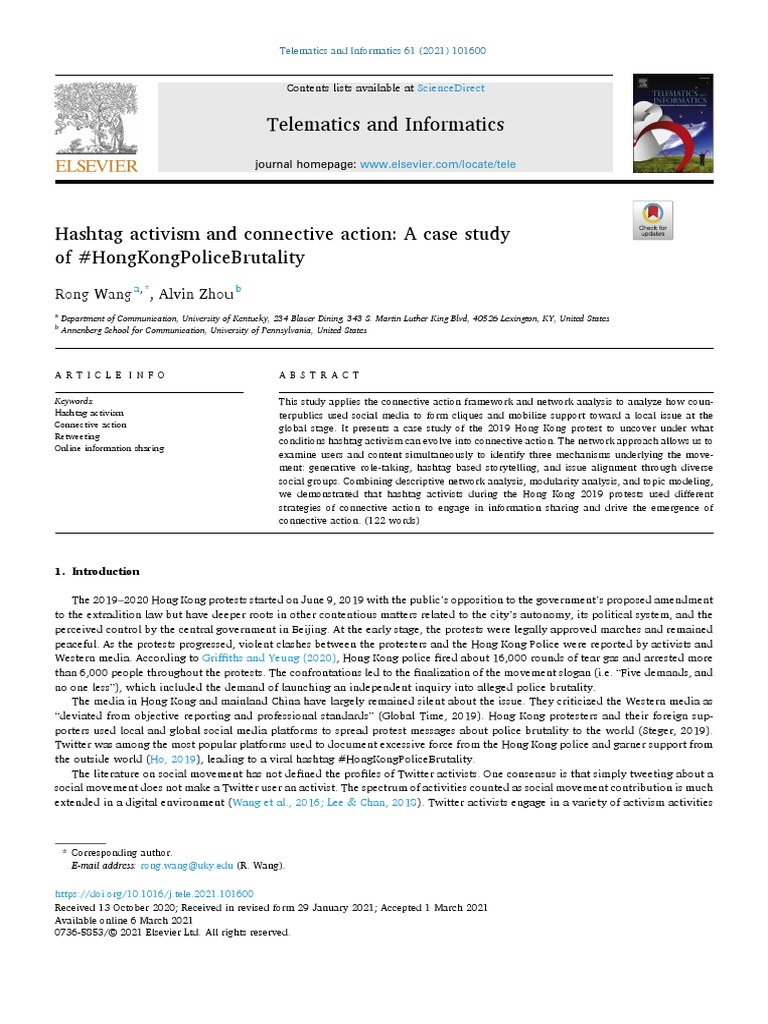 Hashtag Activism in Hong Kong Protests | PDF | Social Media | Popular ...