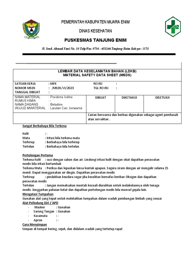 MSDS Lab Betadine | PDF