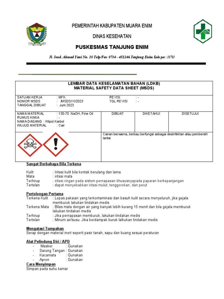 MSDS LAB Wipol | PDF | Kesehatan Holistik