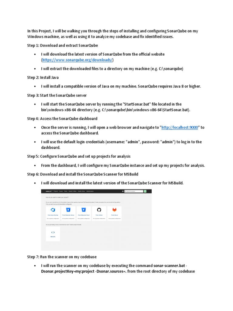 SonarQube Setup and Code Analysis Guide | PDF | Computers
