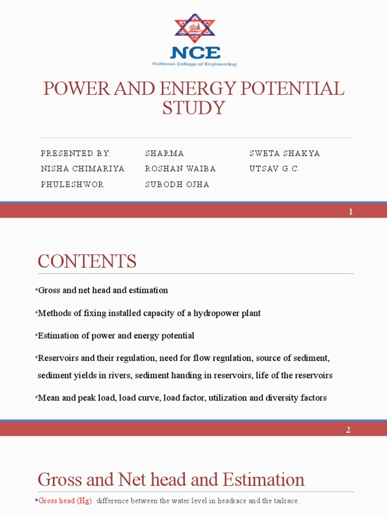 Power and Energy Potential Study | PDF | Discharge (Hydrology) | Reservoir