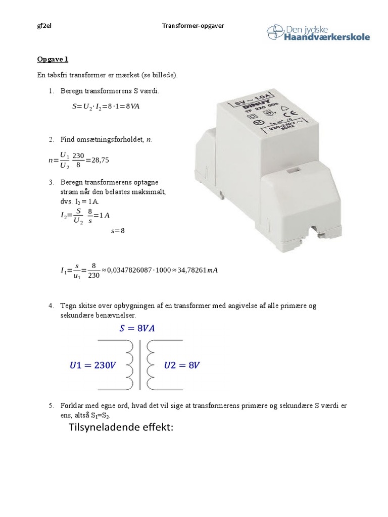 Transformerteori - Opgaver | PDF
