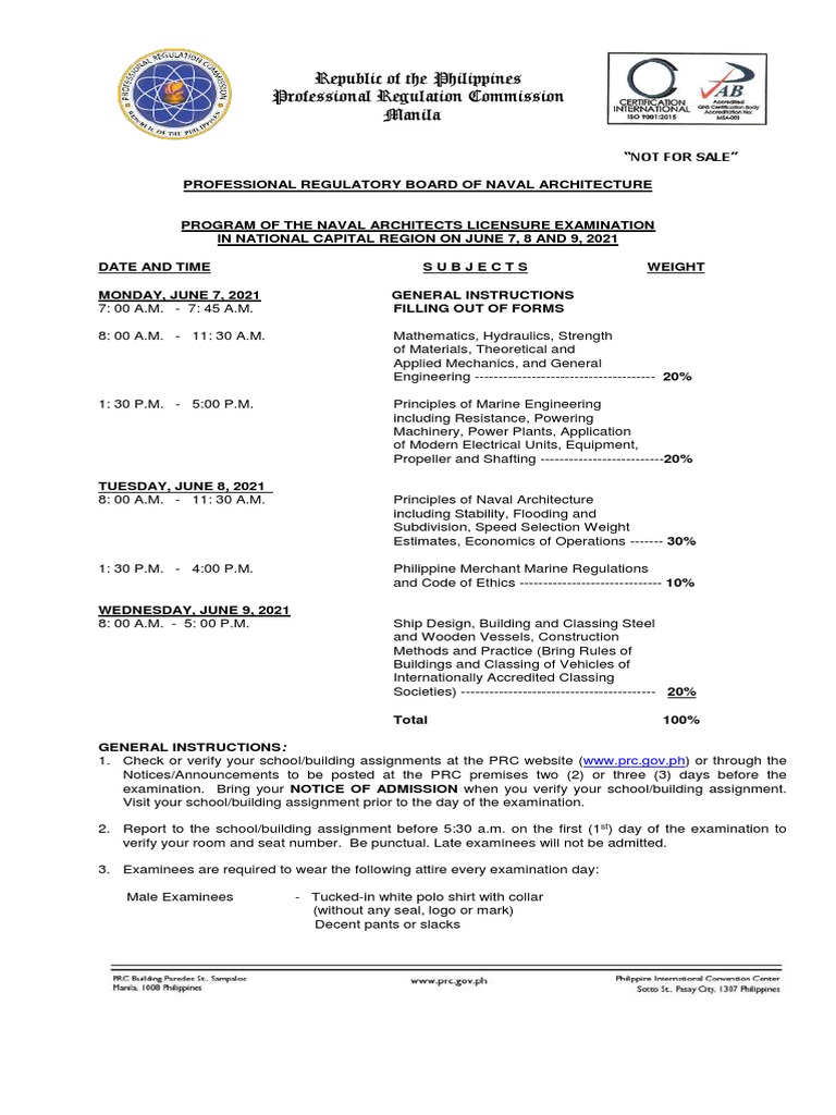 Naval Architects Licensure Exam Program | PDF | Naval Architecture