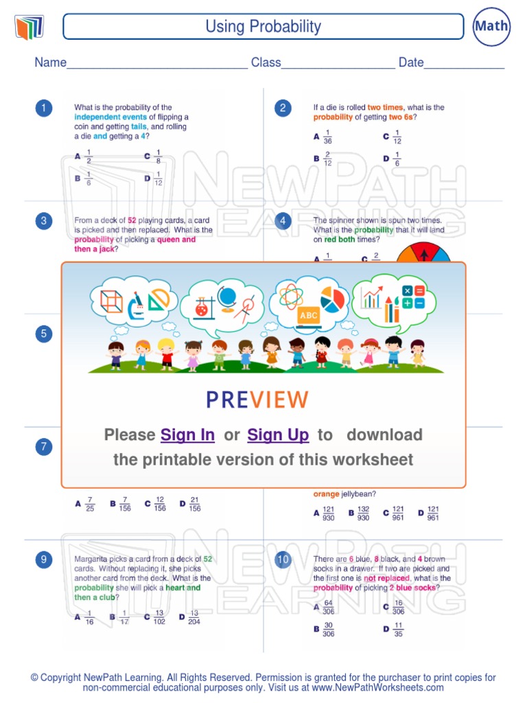 Worksheet Math Grade 7 Using Probability 0 | PDF | All Rights Reserved ...