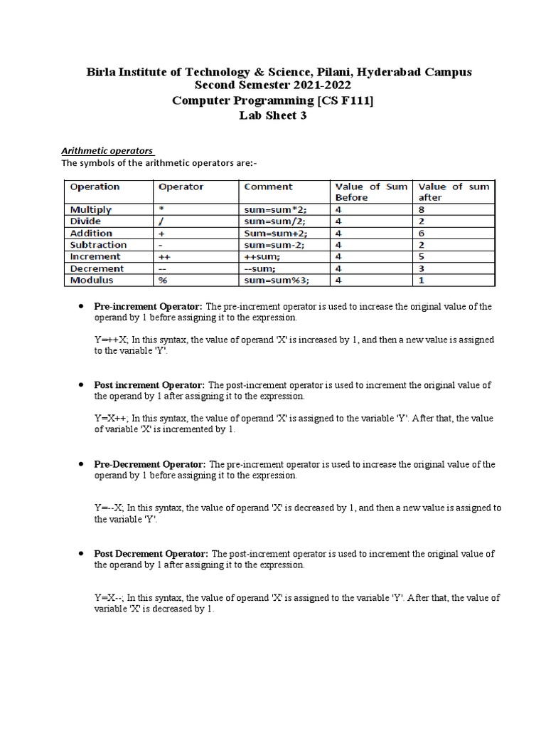 Operators | PDF | Computing | Computer Programming Operators | PDF | Computing | Computer Programming