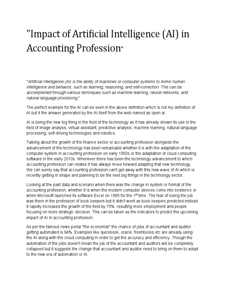 Impact of Artificial Intelligence | PDF | Artificial Intelligence | Intelligence (AI) & Semantics