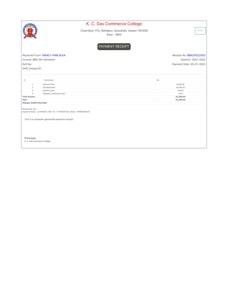 KC Das Commerce College DCS | PDF