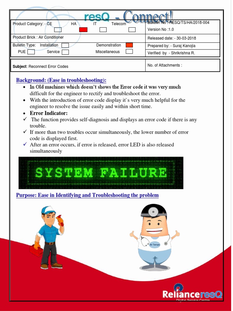 Reconnect AC Error Codes - B80 Series | PDF