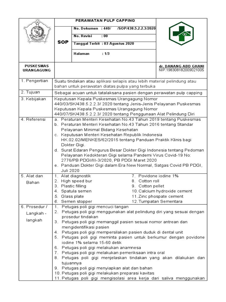 SOP - Pulp Capping | PDF