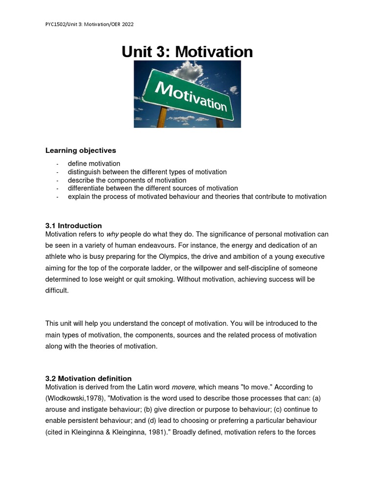 Unit 3 Motivation | PDF | Id | Motivational