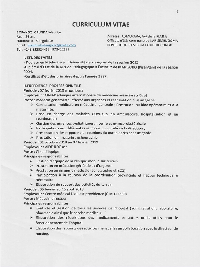 CV Docteur Maurice | PDF