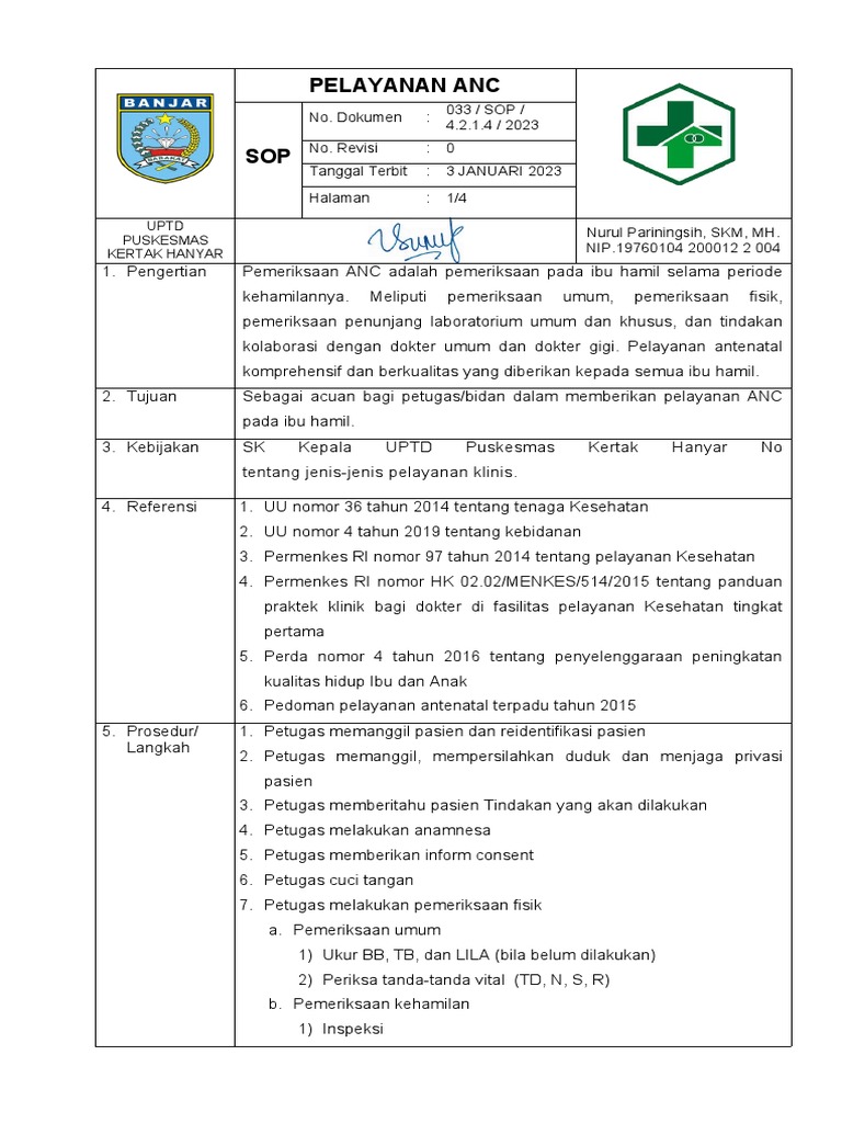 SOP Pelayanan ANC | PDF
