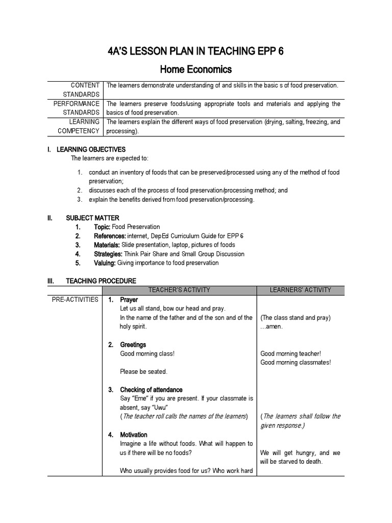 Epp 6 Lesson Plan | Download Free PDF | Learning | Lesson Plan