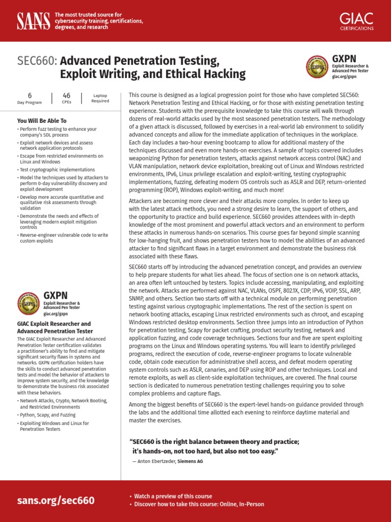 Advanced Penetration Testing, Exploit Writing, and Ethical Hacking ...