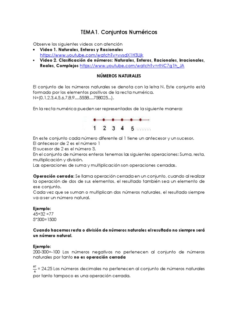 Conjuntos Numéricos y Operaciones | PDF | Entero | Números