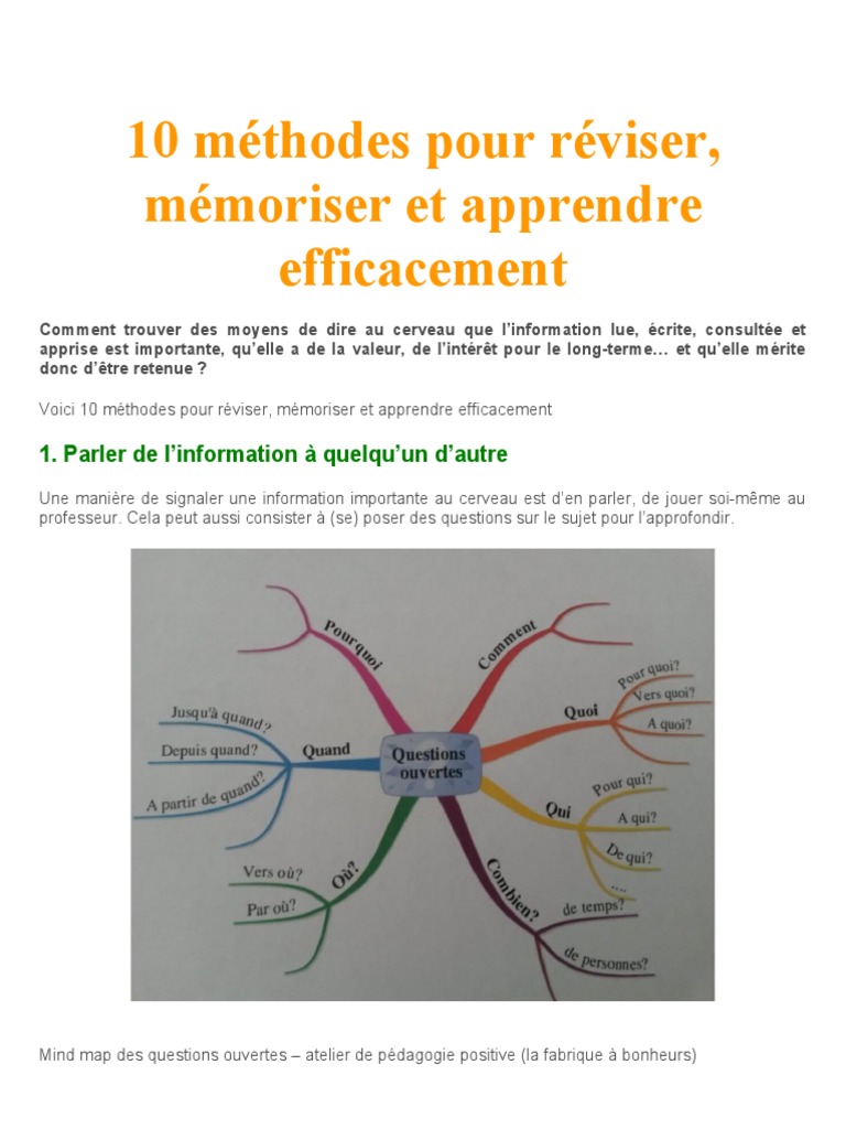 10 Méthodes Pour Réviser, Mémoriser Et Apprendre Efficacement | PDF ...