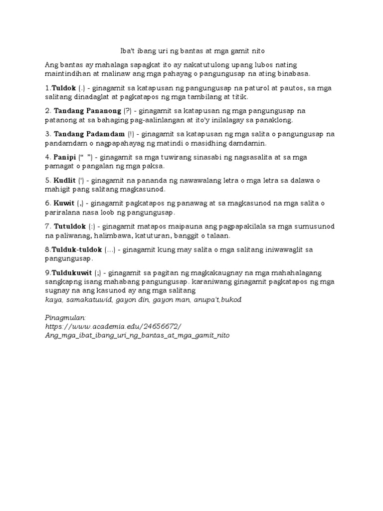 Iba't Ibang Uri NG Bantas | PDF