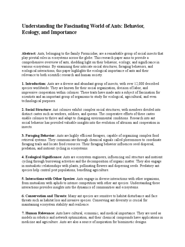 Understanding The Fascinating World of Ants Behavior, Ecology, and ...