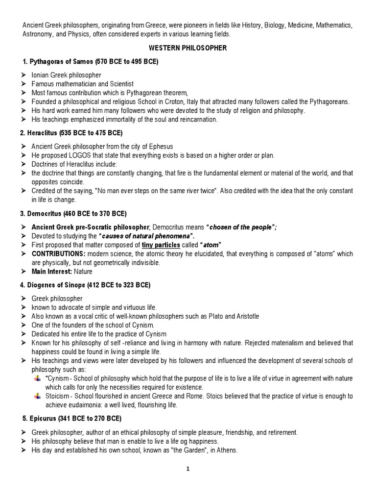 Ancient Greek Philosophers | PDF | Ancient Greek Philosophy | Reason