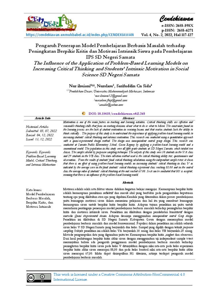 268-Article Text-1121-1-10-20221213 | PDF | Learning | Science