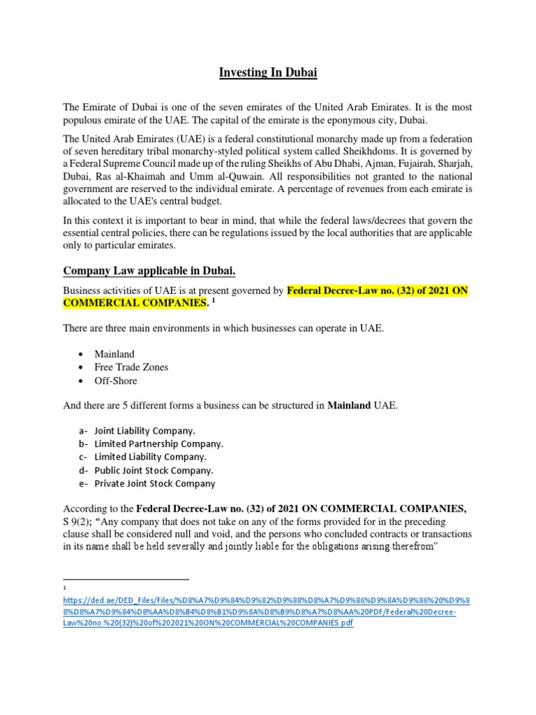 Investing in Dubai | Download Free PDF | United Arab Emirates | Ownership
