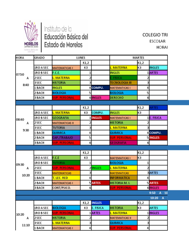 Horario Modificado 2023-2024 | PDF