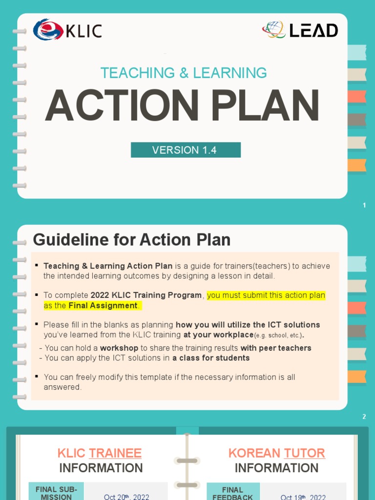 (EXAMPLE) KLIC Teaching & Learning Action Plan | PDF | Online And ...