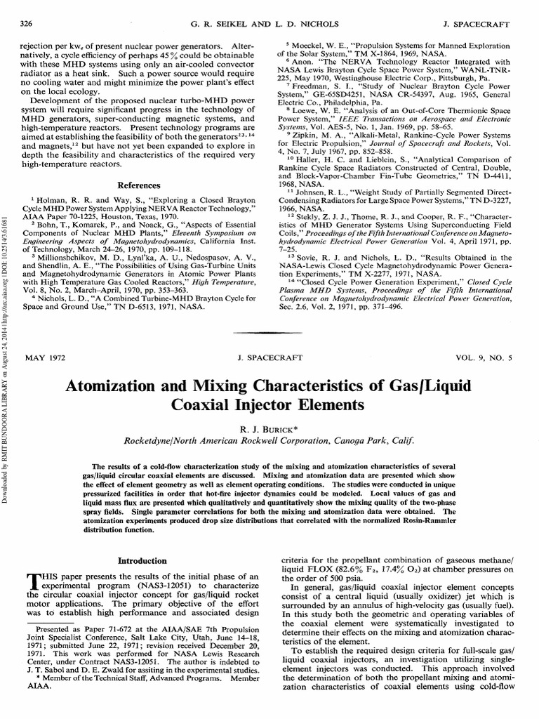 Atomization and Mixing Characteristics of Gas-Liquid Coaxial Injector ...