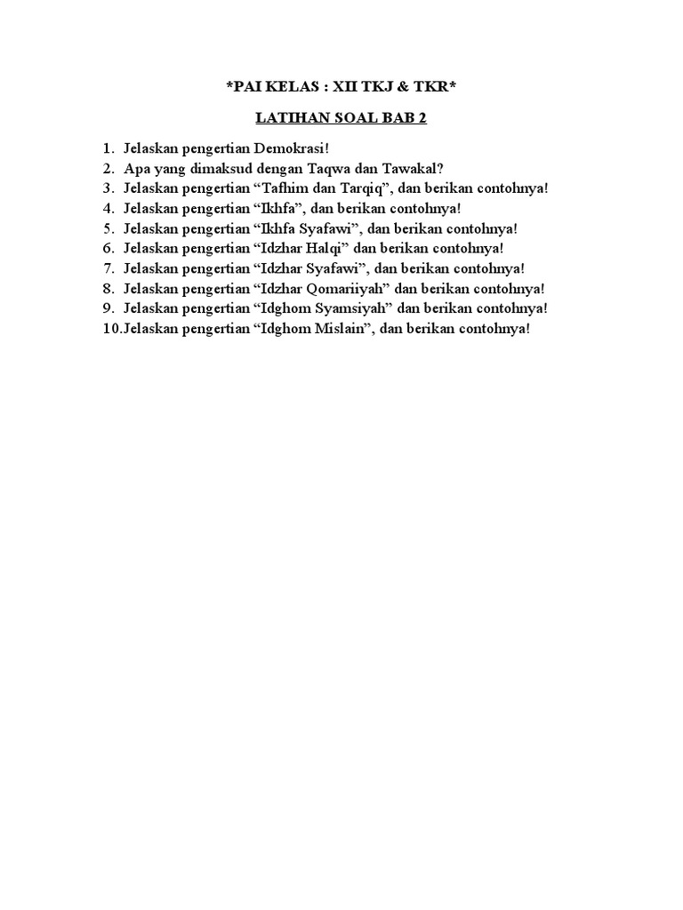 Latihan Soal Pai Bab 2 | PDF