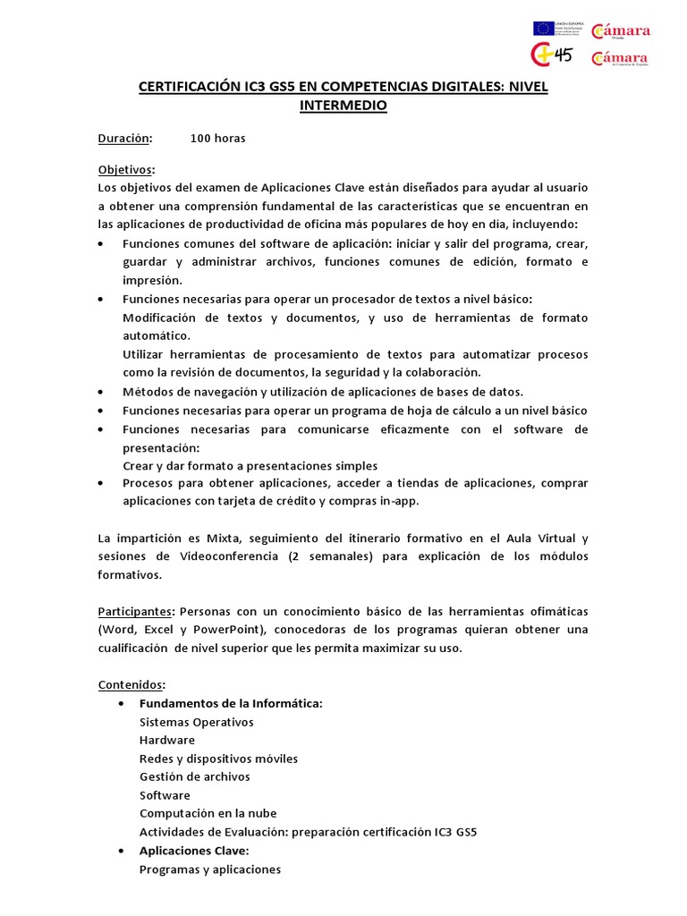 Competencias Digitales IC3 GS5 Intermedio | PDF | Software de la aplicacion | Microsoft