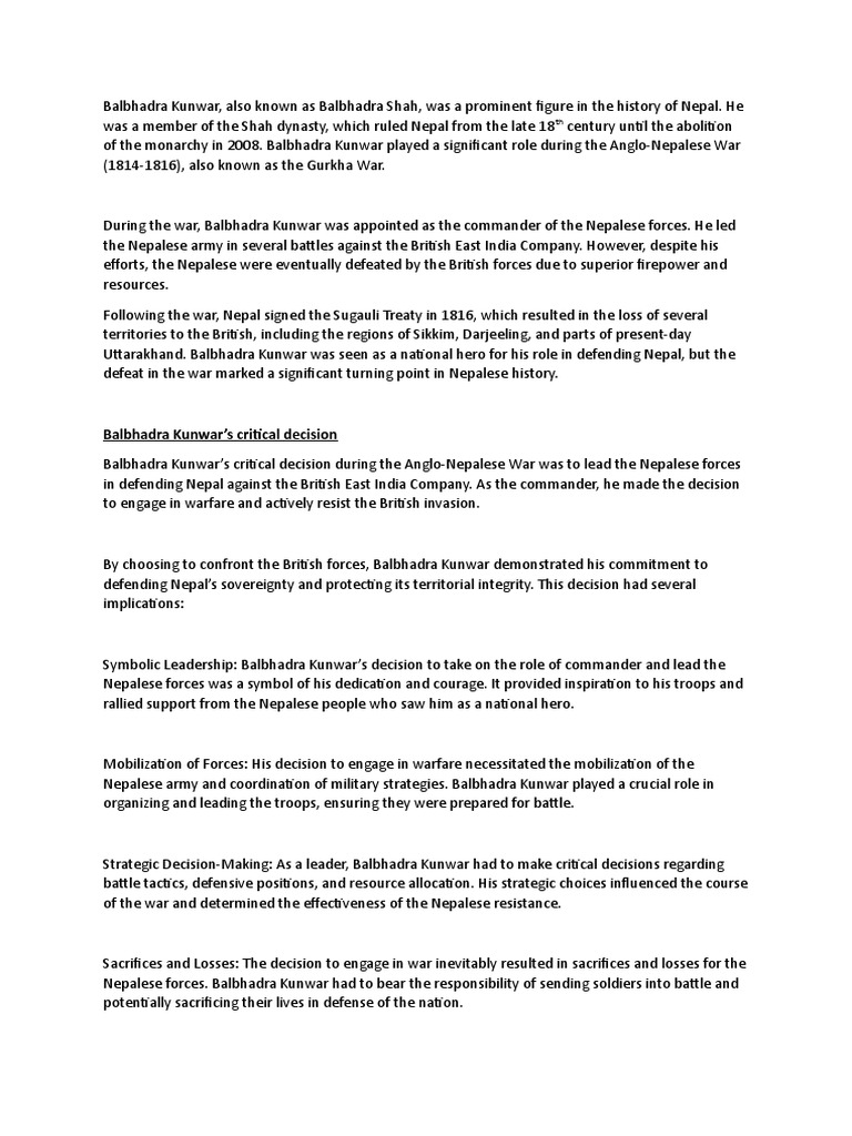 Balbhadra Kunwar | PDF | Nepal | International Security