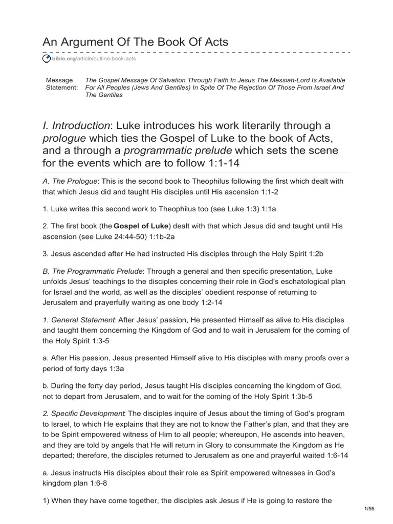 An Argument of The Book of Acts | PDF | Jesus | Paul The Apostle