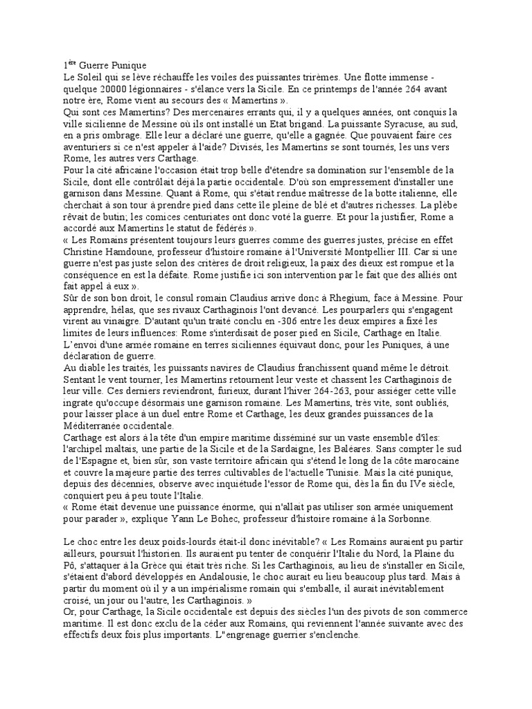 1ère Guerre Punique | PDF | Rome antique | Civilisation carthaginoise