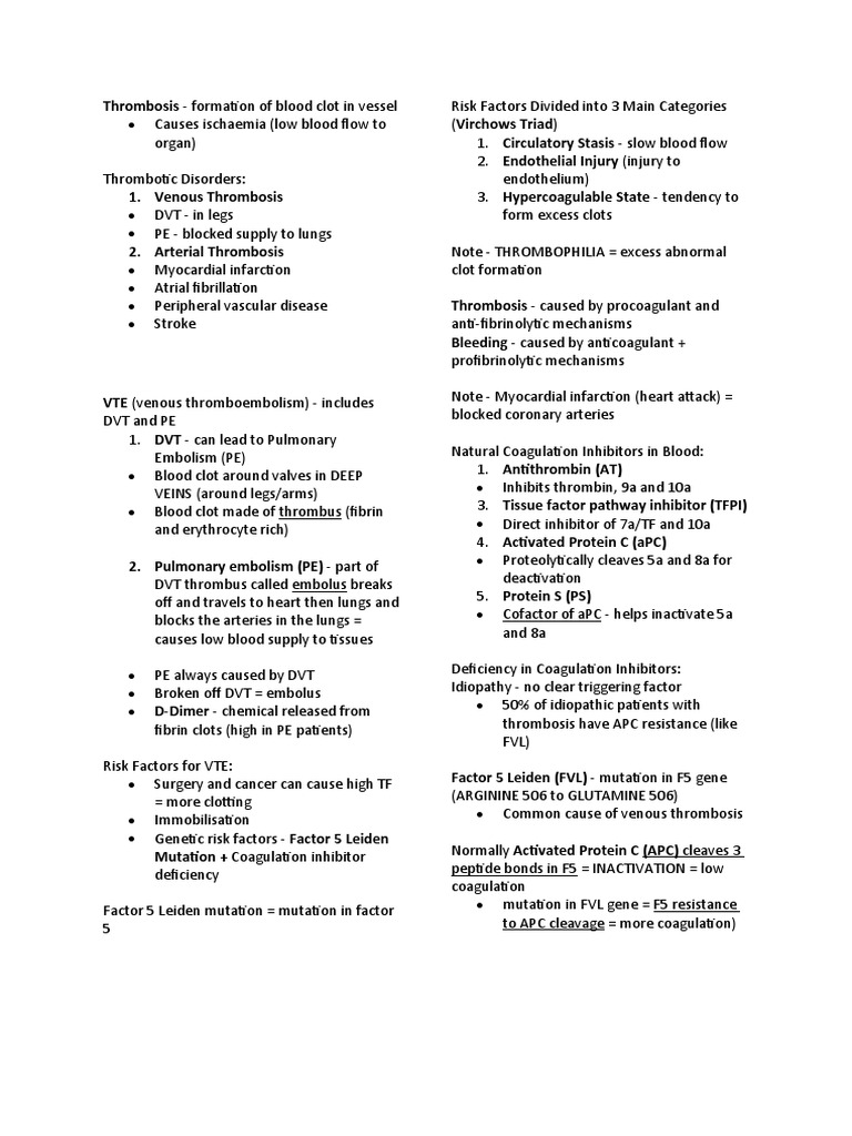 Lecture 31 - Thrombosis | PDF | Thrombus | Thrombosis