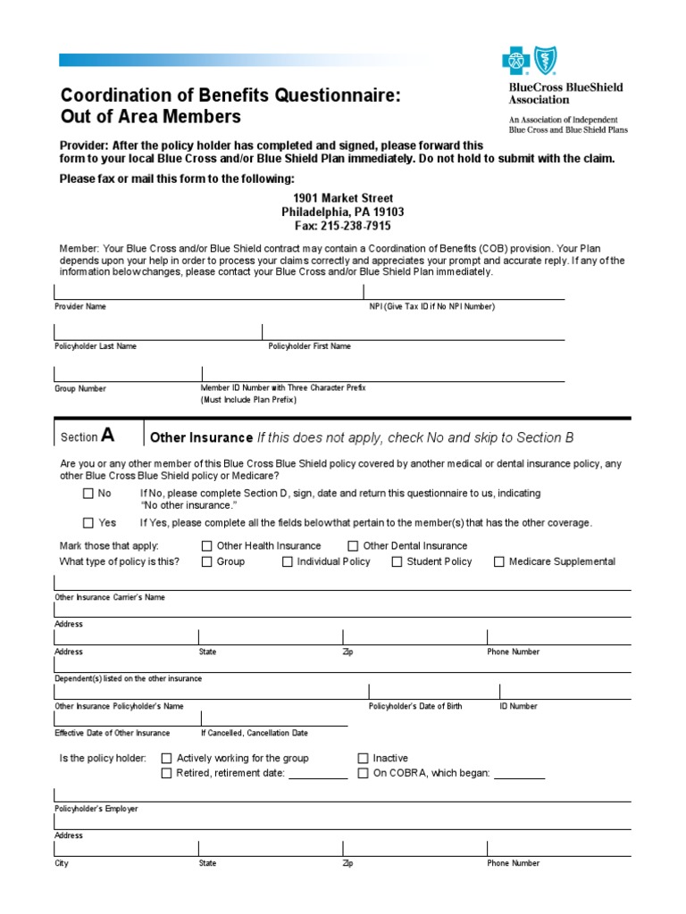 Coordination of Benefits Questionnaire | PDF | Insurance | Medicare ...