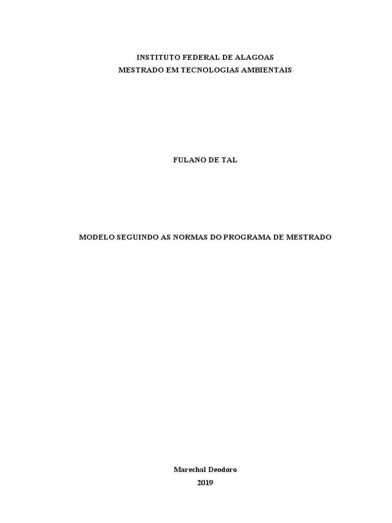 Modelo Formato 1 de Tcc | PDF | Mestrado