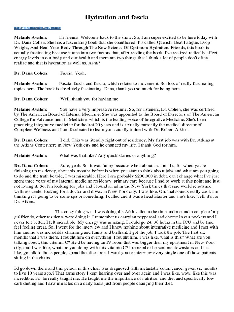 Hydration and Fascia | PDF