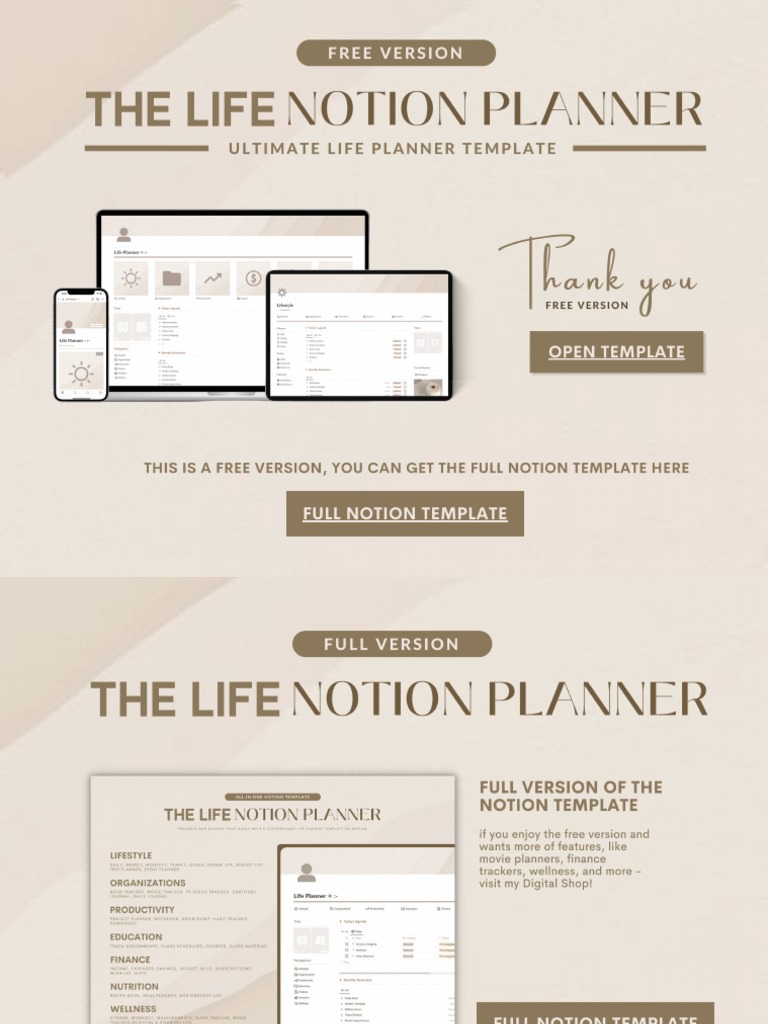 Free Life Notion Planner 1 | PDF