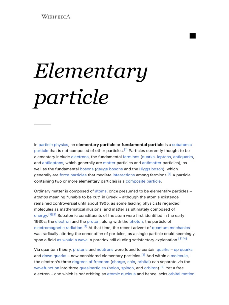 Elementary Particle - Wikipedia 2 | PDF | Elementary Particle | Particle Physics