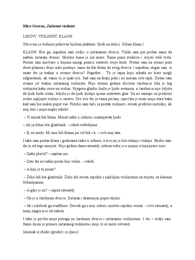 Miro Gavran - Začarani Violinist | PDF